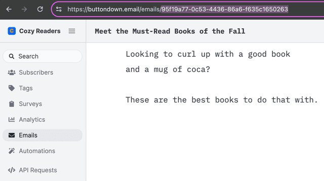 Drafting emails via the API | Buttondown Documentation