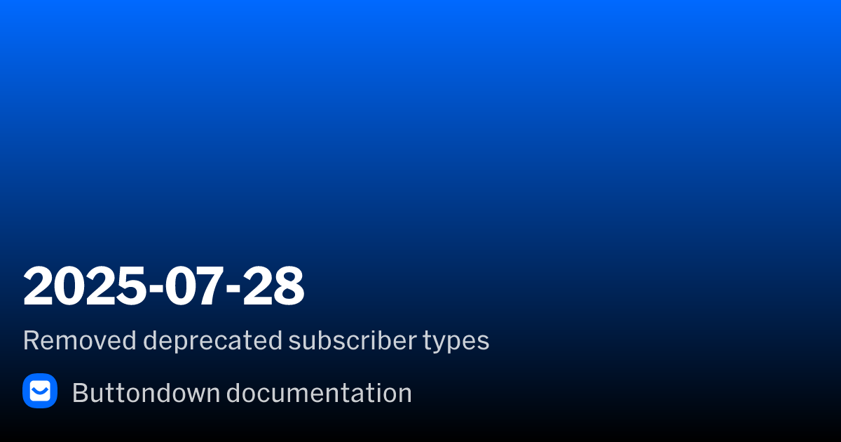 2025-07-28 | Buttondown Documentation